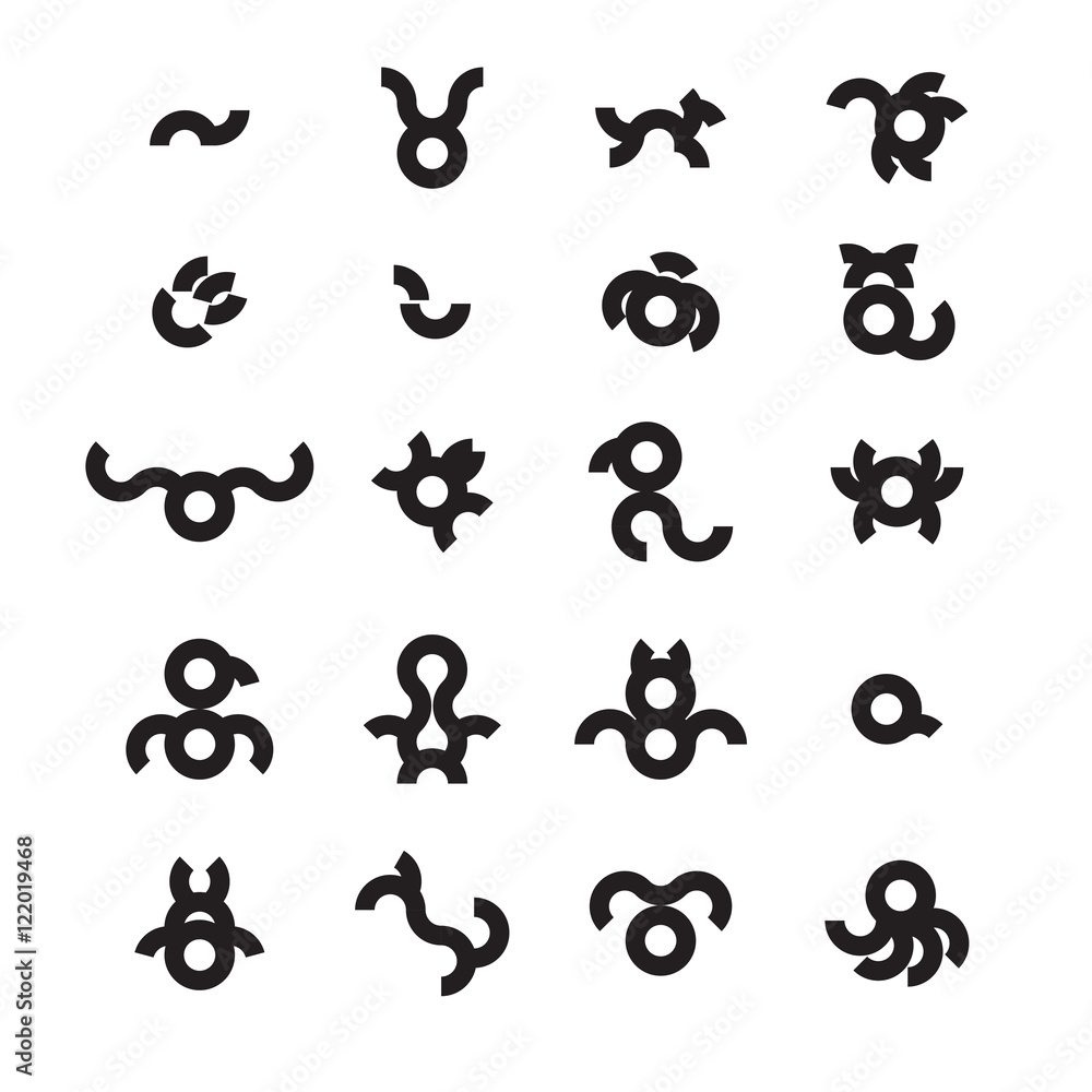 Animal icon symbol zoo rounded set. Simple form vector collection ...