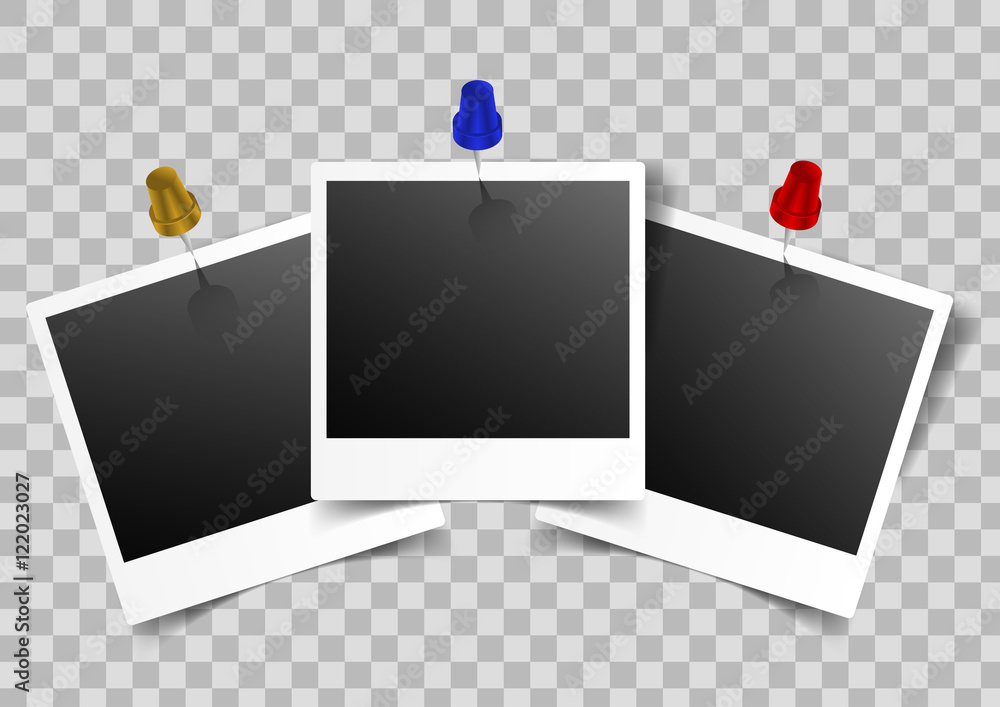 Pinned photo frames on transparent background. Vector. Stock Vector ...