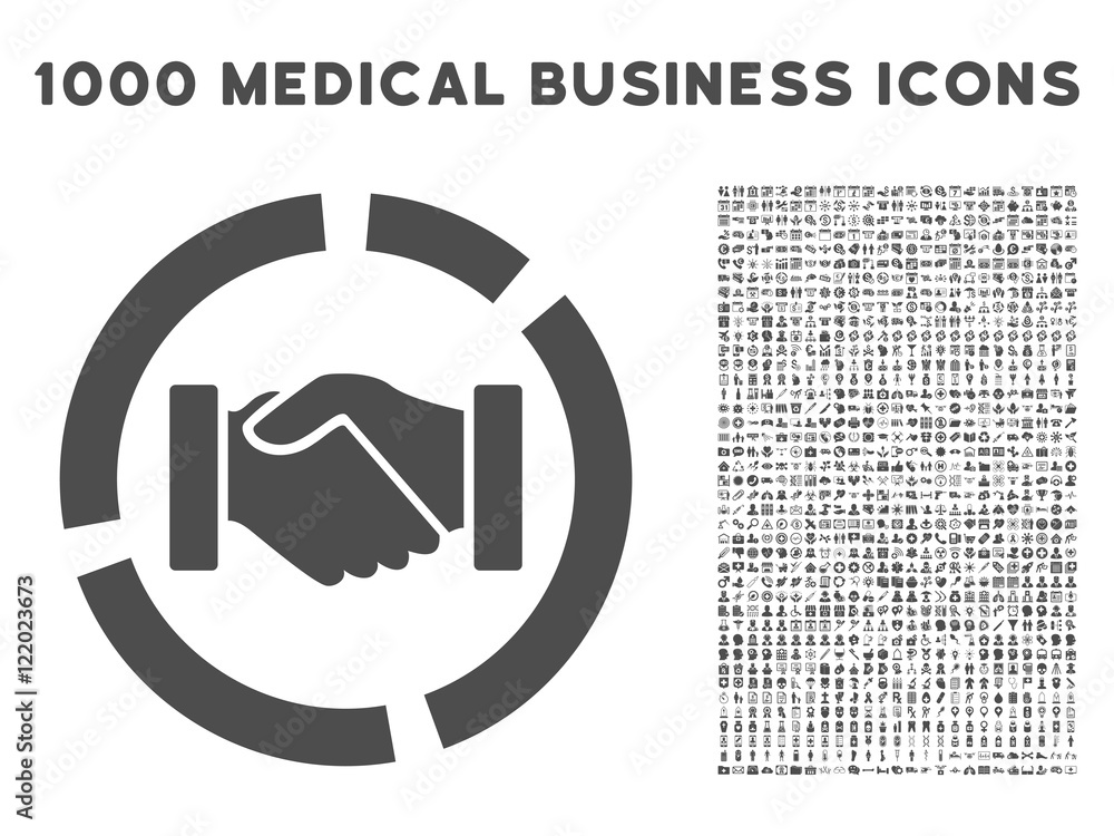 Gray Handshake Diagram icon with 1000 medical business vector ...