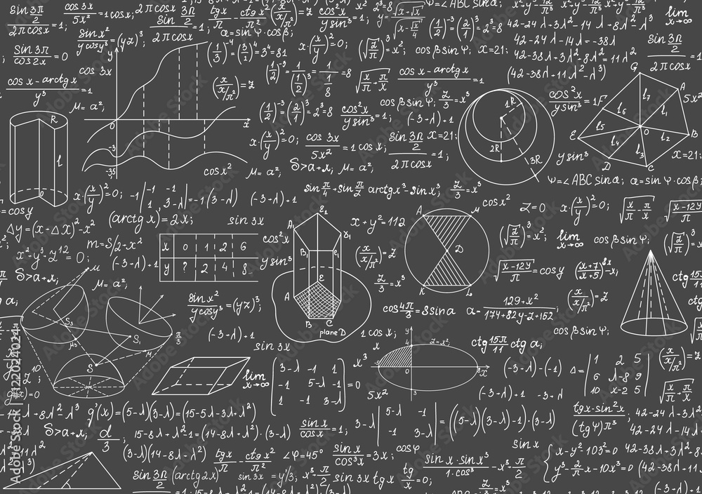 Vektorová grafika „Mathematical grey educational seamless texture with ...