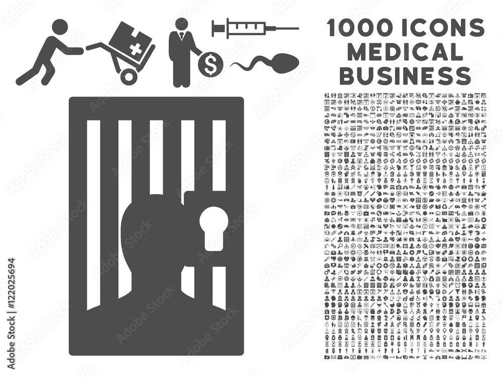 Gray Prison icon with 1000 medical business vector pictograms ...