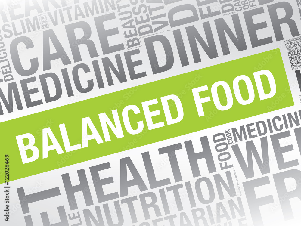 Balanced food word cloud vector concept presentation background Stock ...