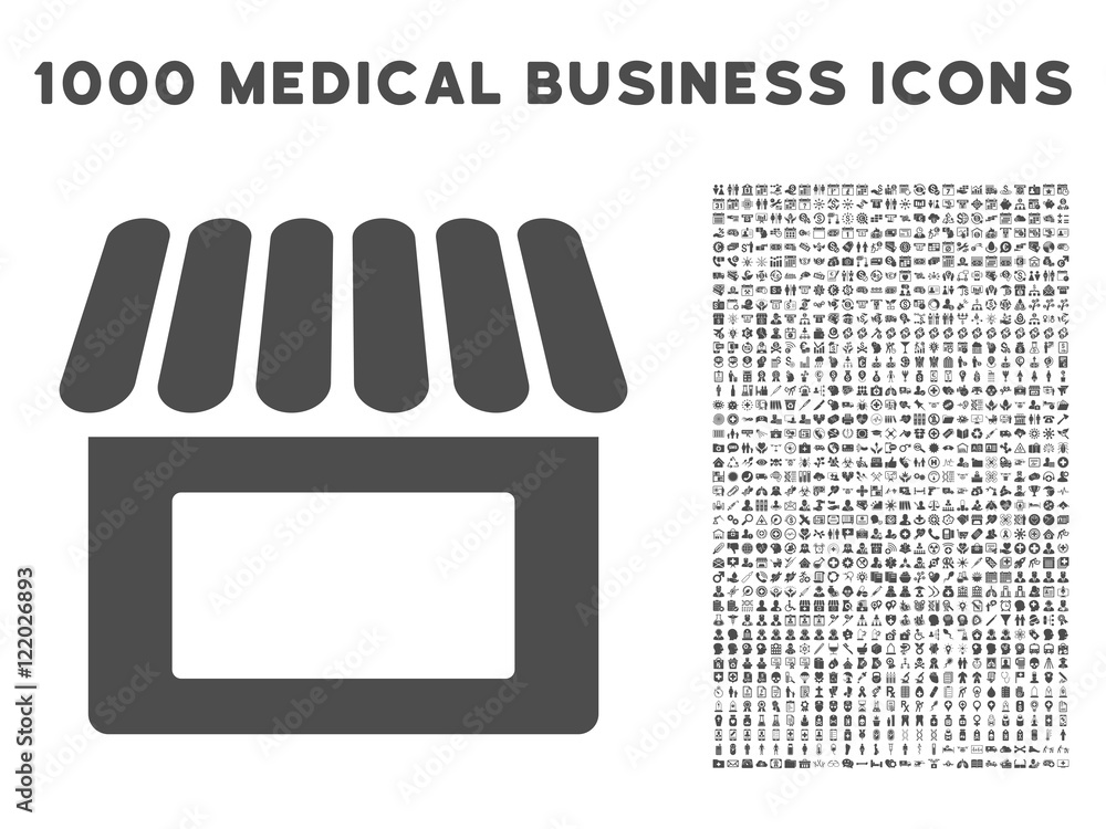 Gray Shop icon with 1000 medical business vector pictograms. Design ...