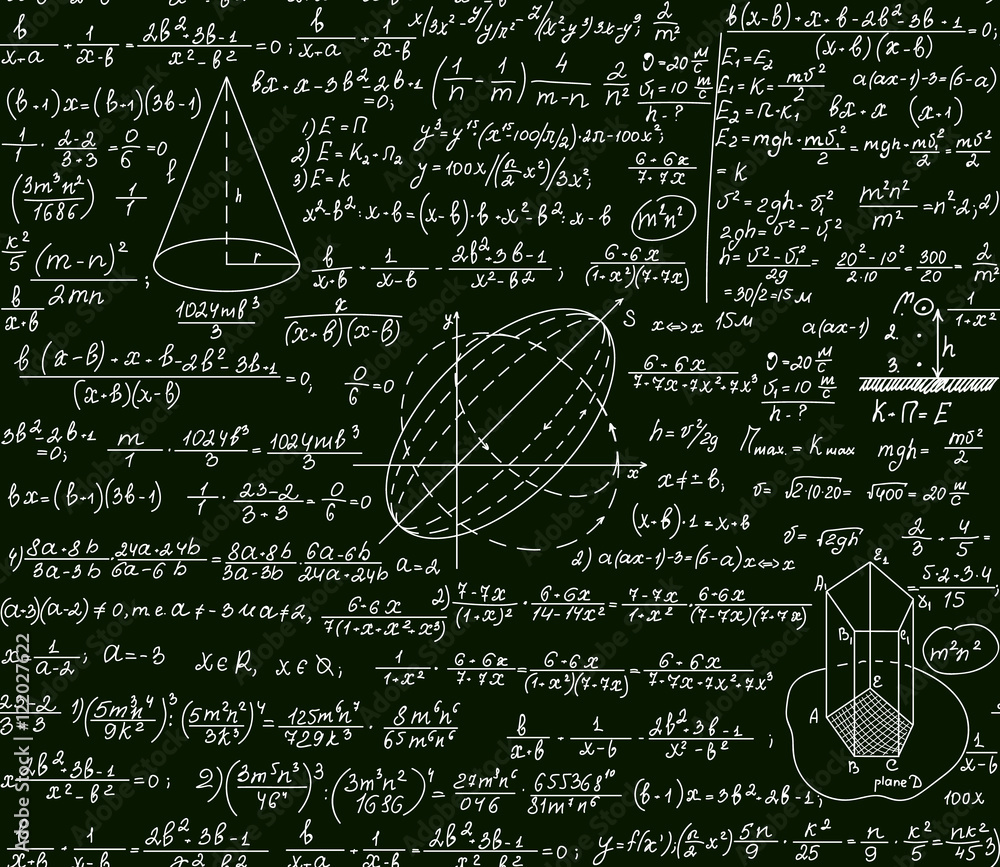 Math vector scientific technical seamless pattern with handwritten ... Math vector scientific technical seamless pattern with handwritten ...