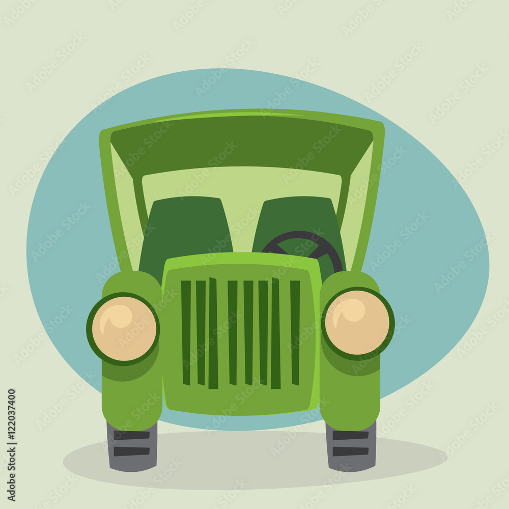 Cartoon Old car - front view Stock Vector | Adobe Stock