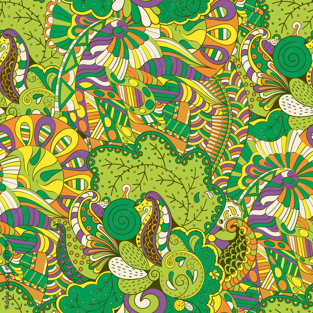 Tracery seamless calming pattern. Mehndi design. Ethnic colorful doodle ...