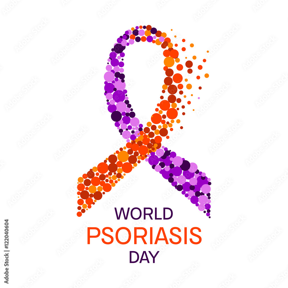 Psoriasis ribbon poster. Psoriatic arthritis awareness poster with a ...