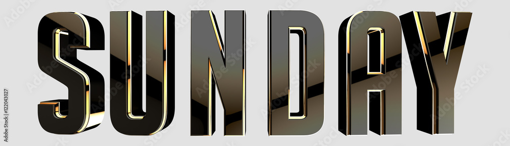 Sunday weekday glossy text on wide banner or calendar background Stock ...