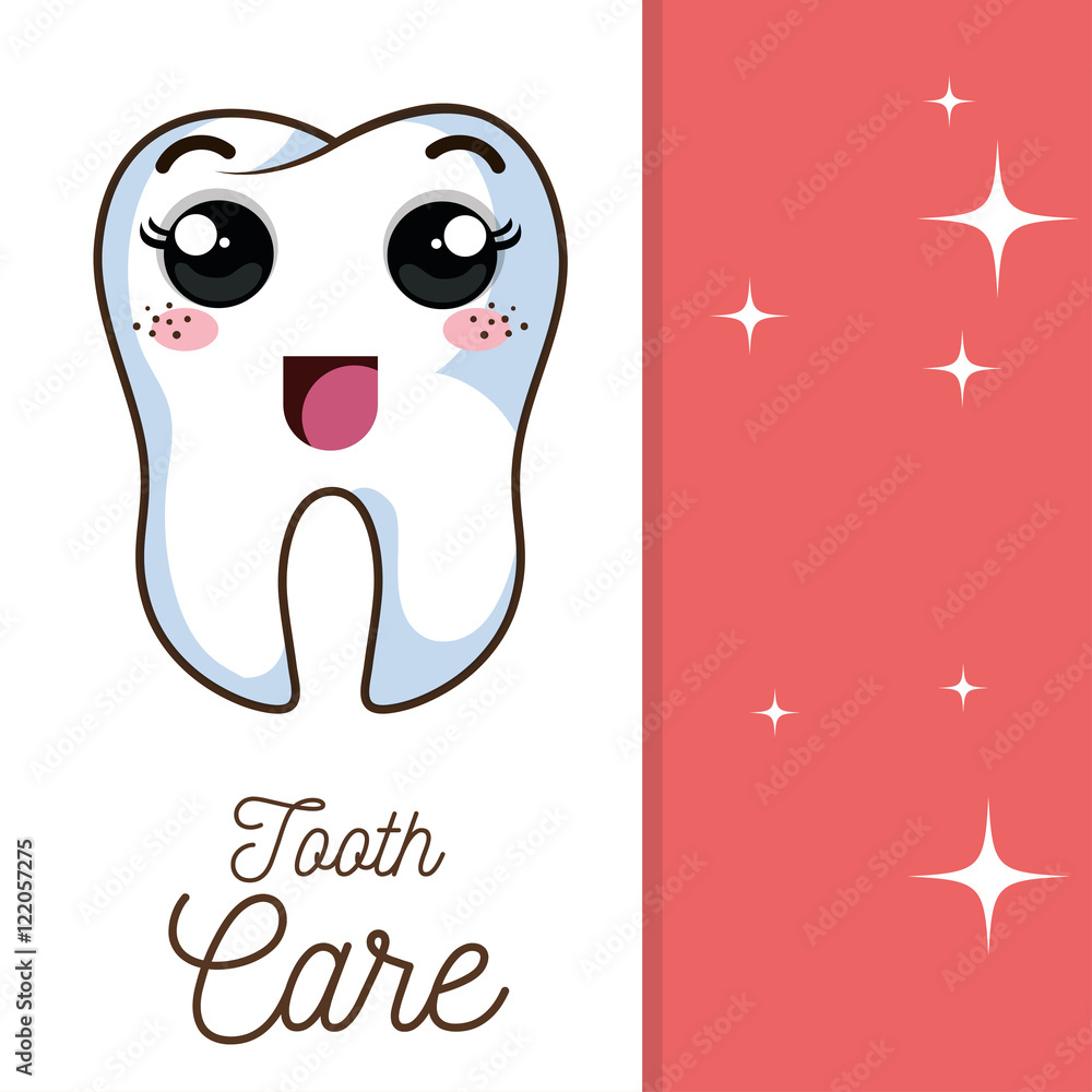 cartoon human tooth with happy expression face. vector illustration ...