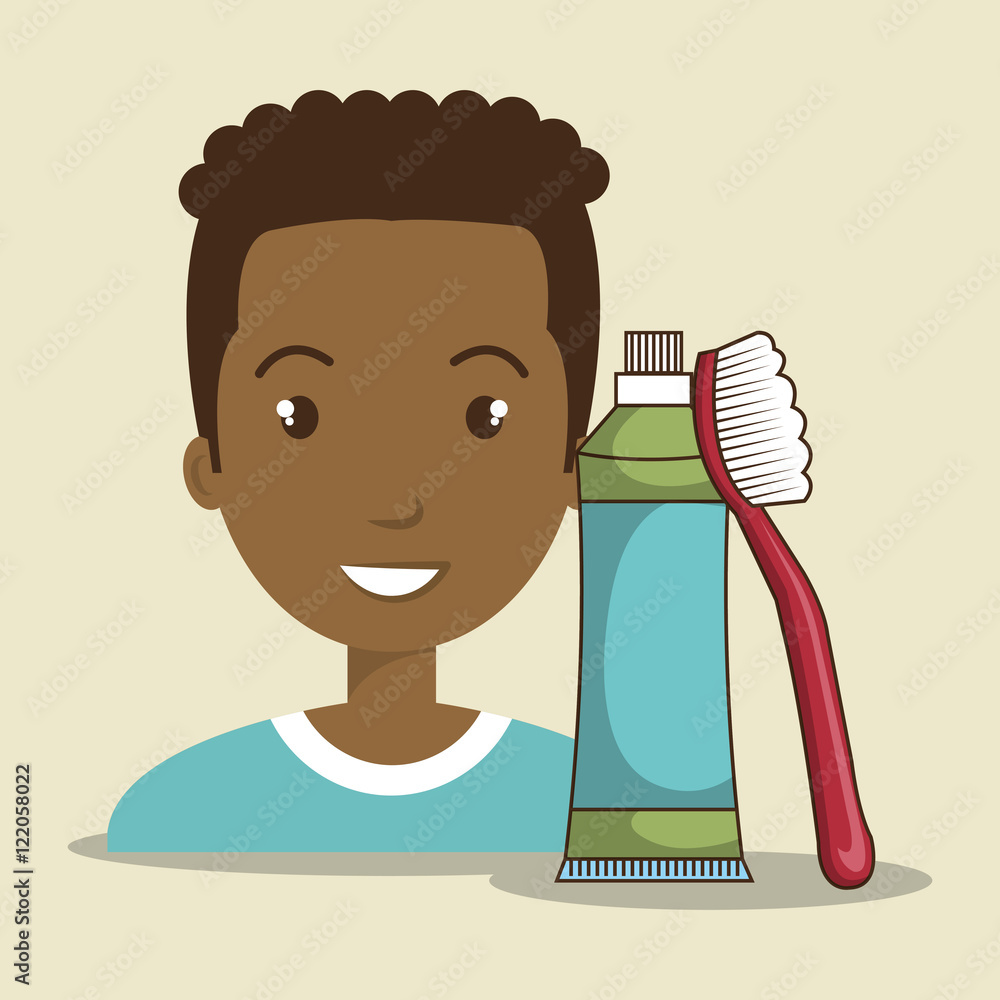 avatar man smiling with dental brush and toothpaste. tooth care theme ...