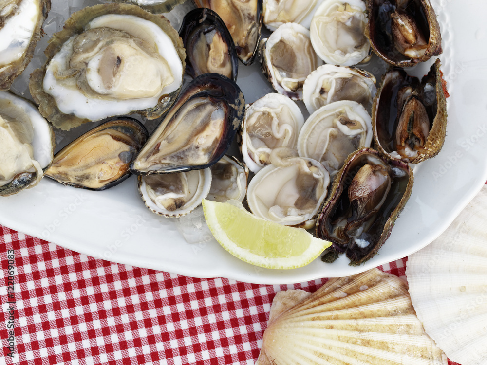 Seafood On Plate Stock Photo | Adobe Stock