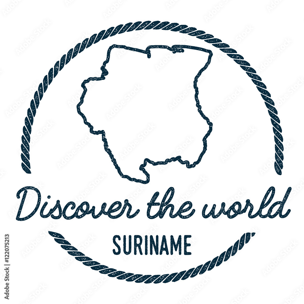 Suriname Map Outline. Vintage Discover the World Rubber Stamp with ...