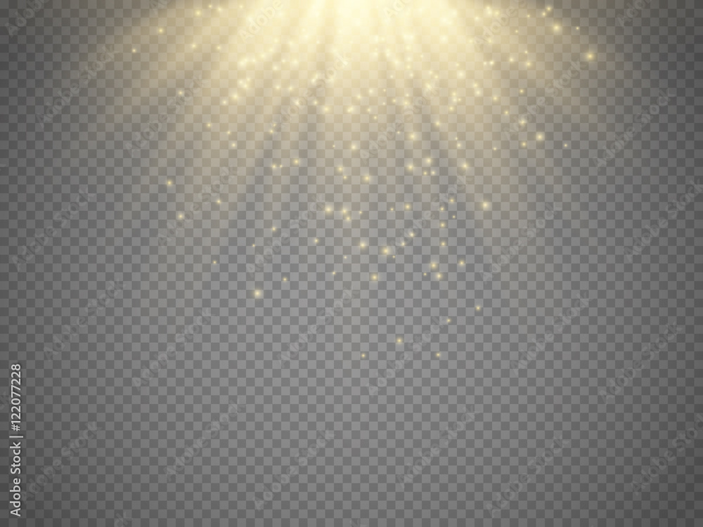 Light effect, sun rays, beams on transparent background. Vector Stock ...