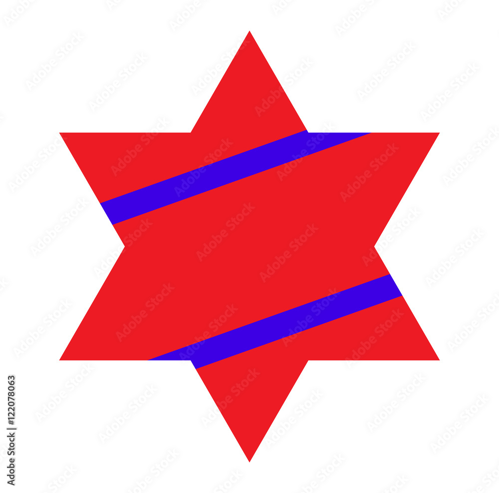 Red Jewish Star with Blue Stripes on White Background. Vector Il Stock ...