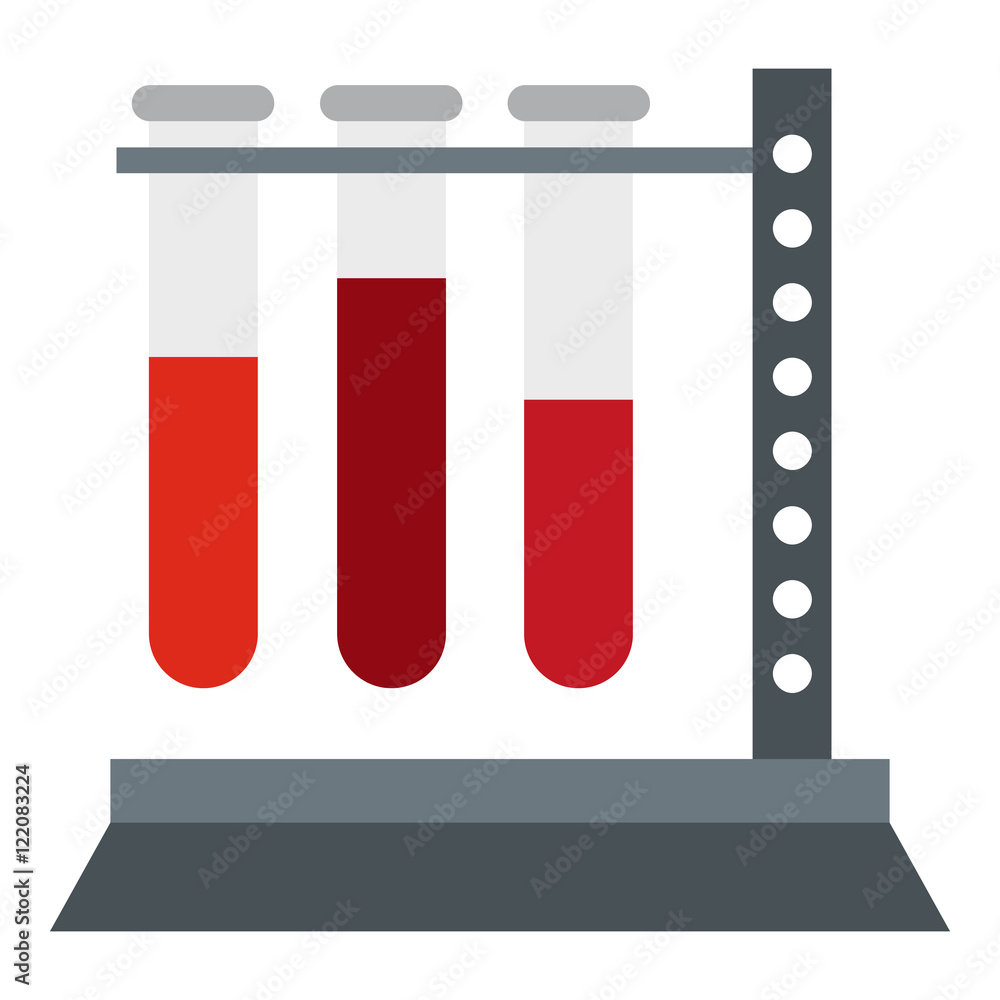 Vial for blood collection icon in flat style isolated on white ...