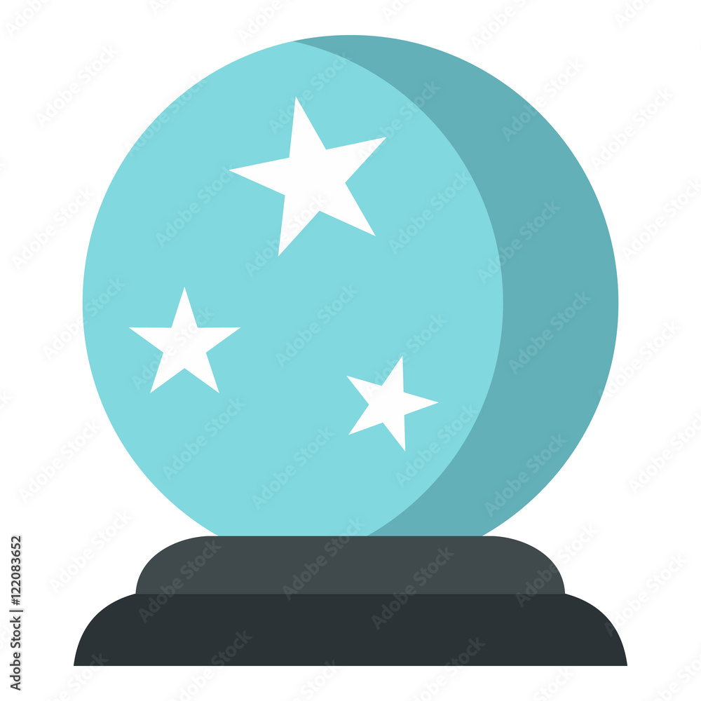 Crystal ball icon in flat style isolated on white background. Tricks ...