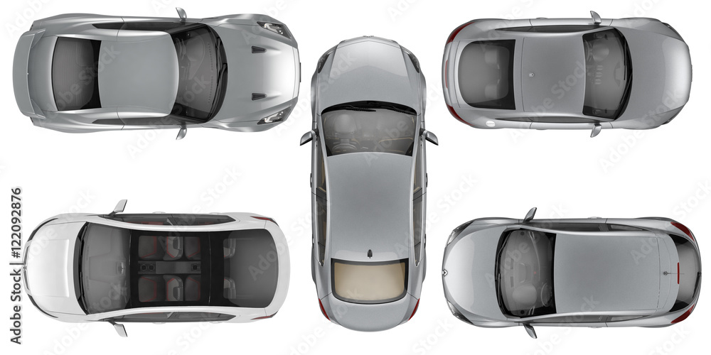 Set of Top view cars on white background Stock Illustration | Adobe Stock