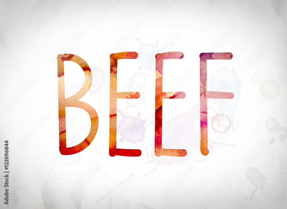 Beef Concept Watercolor Word Art Stock Illustration | Adobe Stock