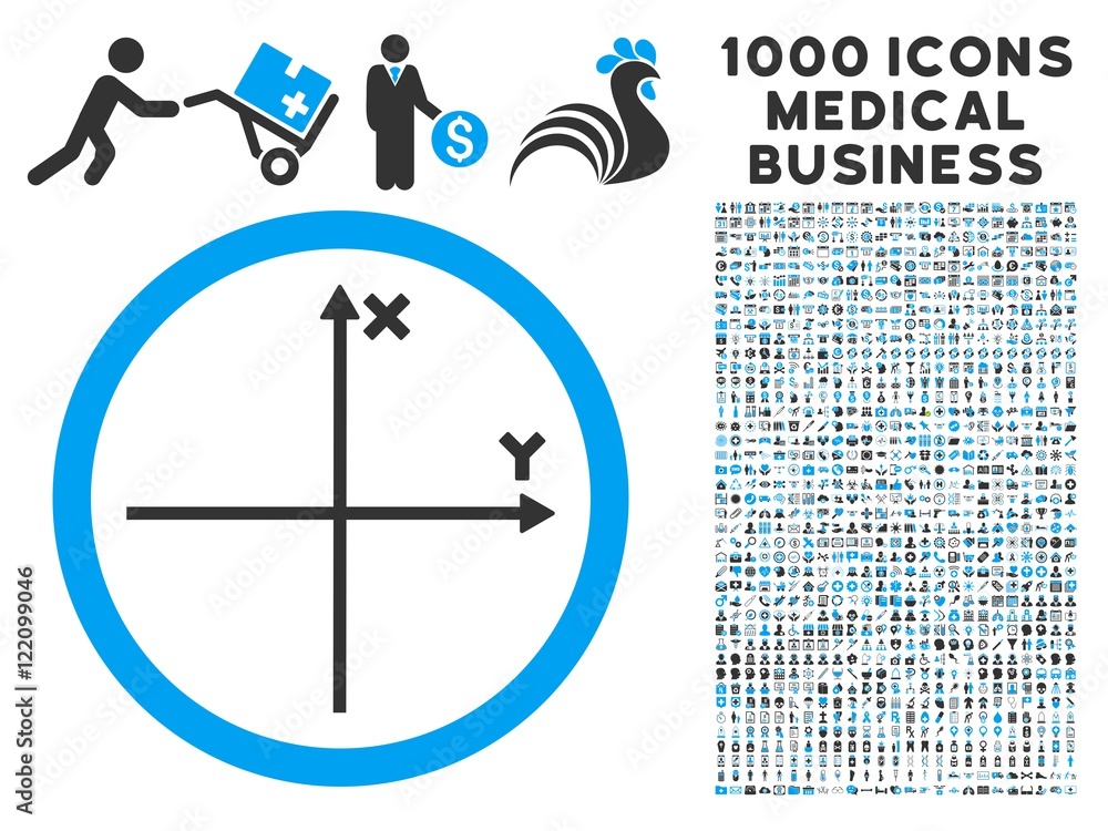 Cartesian Axis icon with 1000 medical commerce gray and blue vector ...