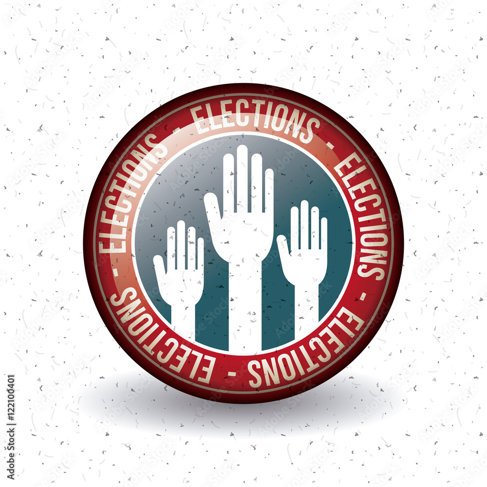 Hand inside button icon. Vote election nation and government theme ...
