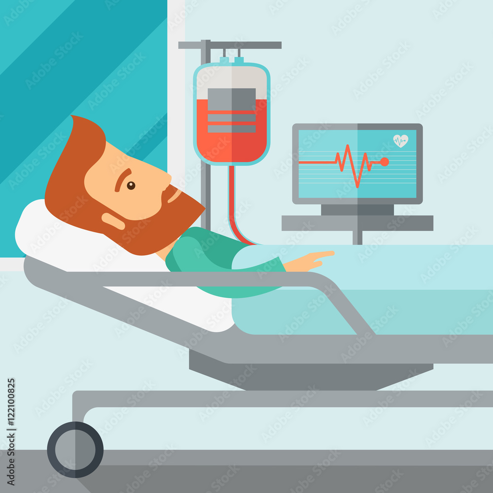 Patient in hospital bed being monitored Stock Illustration | Adobe Stock
