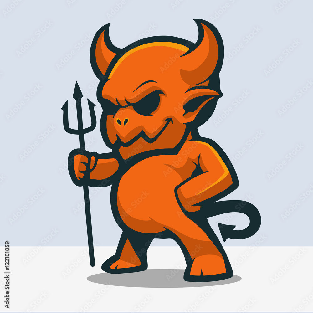 Cute Devil cartoon Stock Vector | Adobe Stock