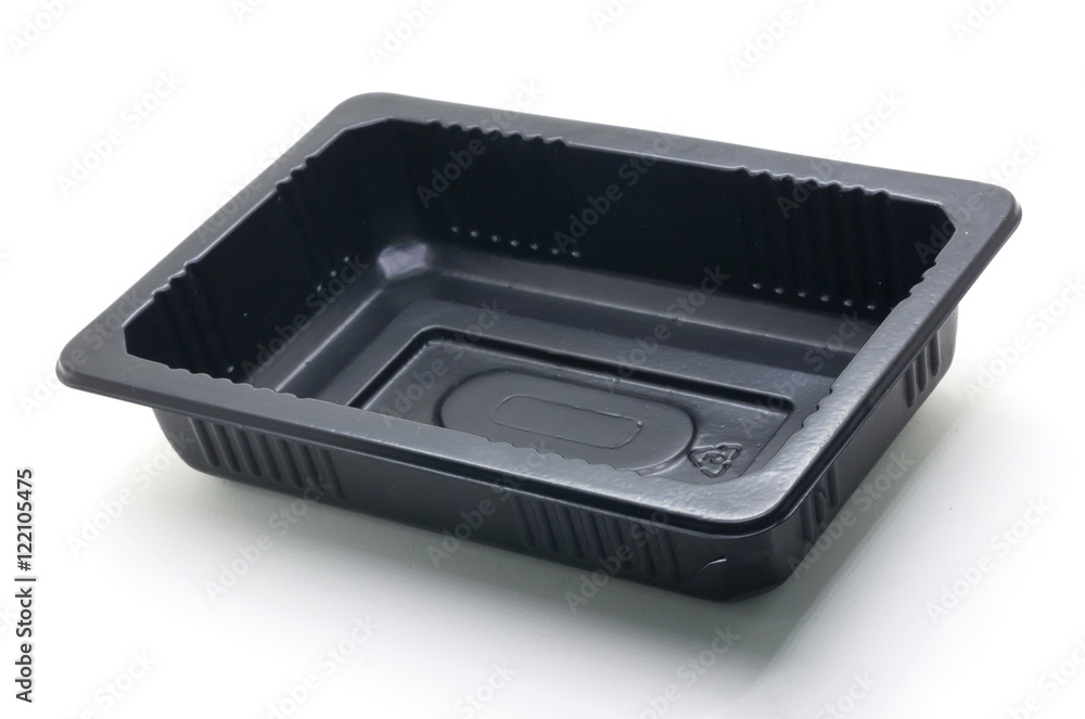 Black Plastic food container on white background Stock Photo | Adobe Stock
