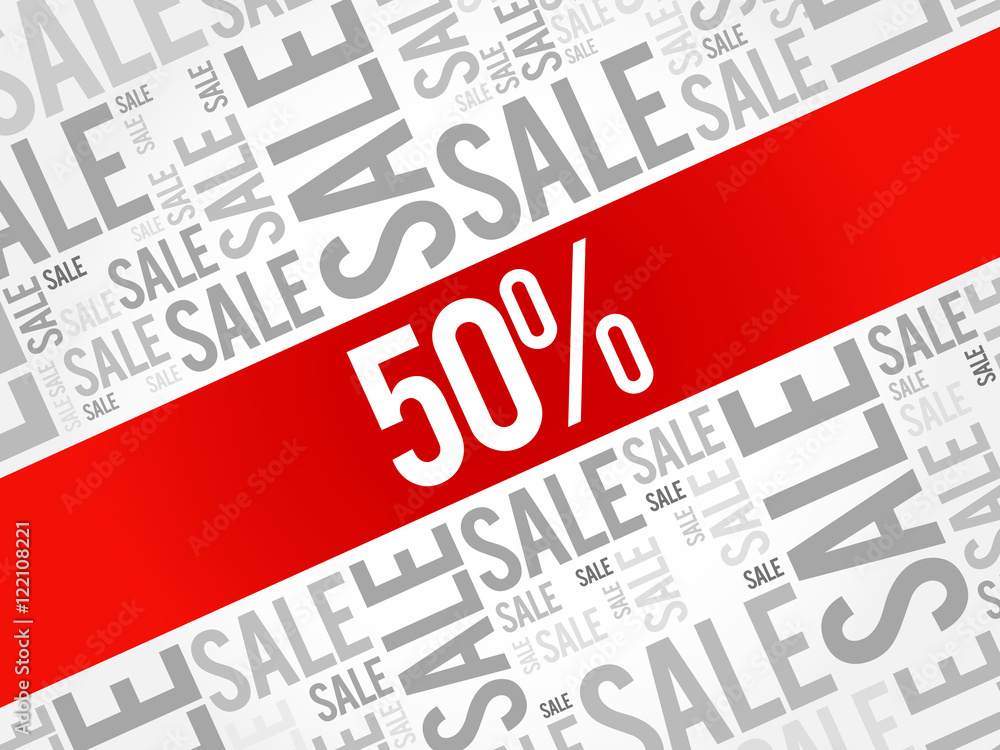 50 percent Sale words cloud, business concept background Stock Vector ...