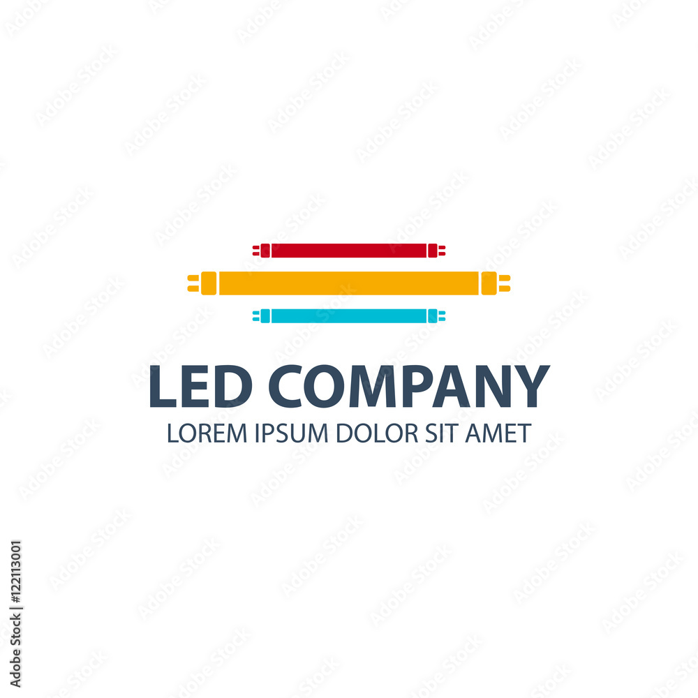 Led bulb logo. Led company logo. LED illumination. Corporate logo ...