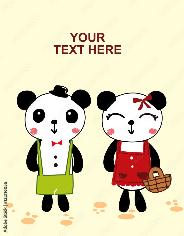 cute couple panda dating Stock-Vektorgrafik | Adobe Stock