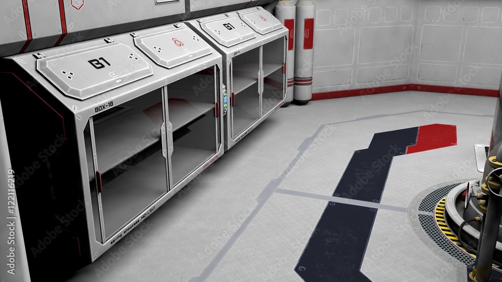 Sci-fi lab interior room Stock Illustration | Adobe Stock