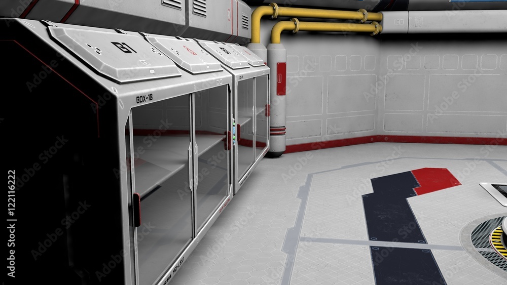 Sci-fi lab interior room Stock Illustration | Adobe Stock