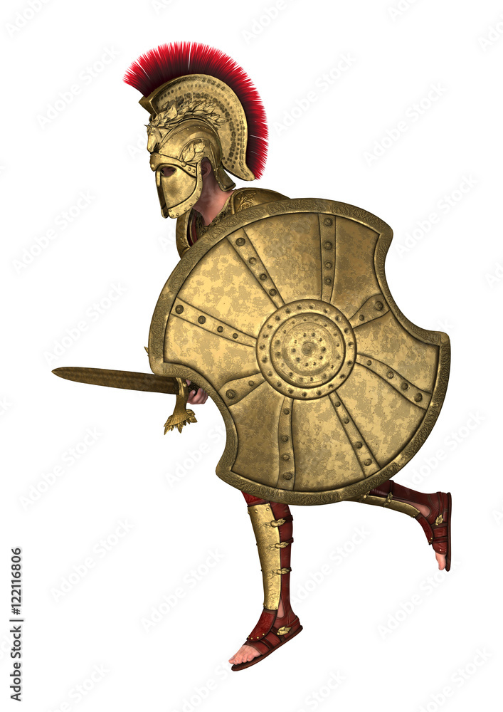 3D Rendering Ancient Greek Soldier on White Stock Illustration | Adobe ...