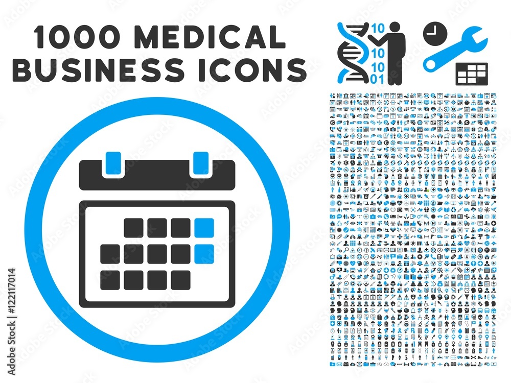 Month Calendar icon with 1000 medical commerce gray and blue vector ...