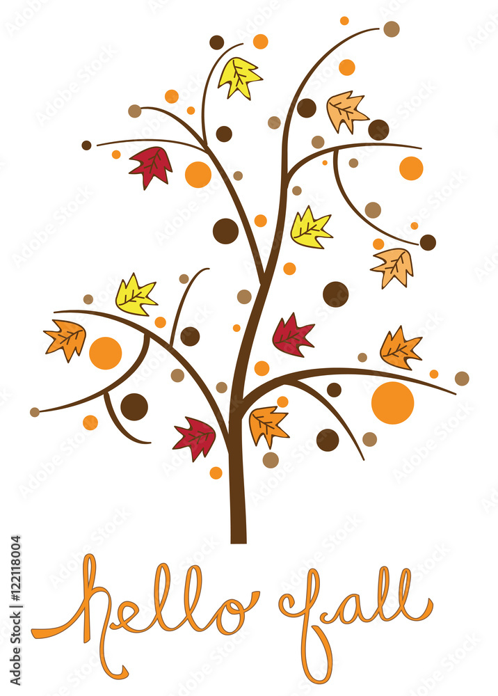 Hello Fall Tree Stock Vector | Adobe Stock