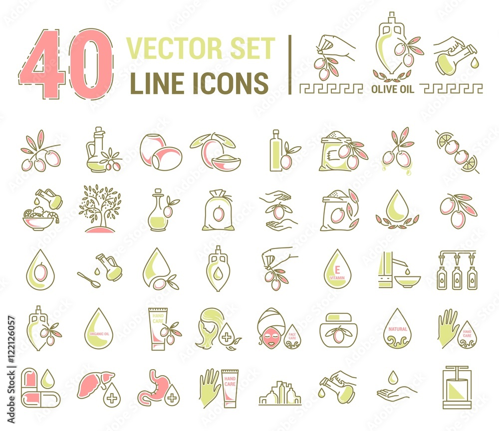 Set vector icons graphic thin outline in a linear design. Element ...