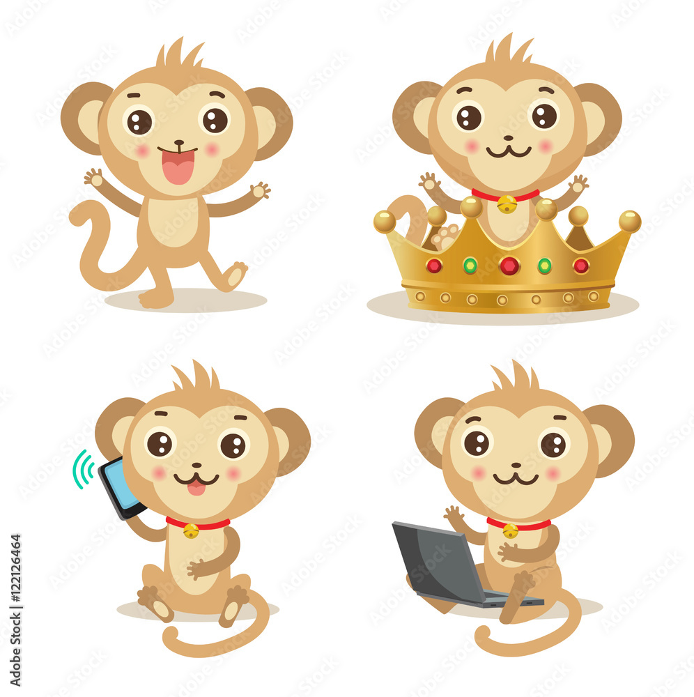 Vecteur Stock Funky Monkey. Vector Animal Illustration. Cute Monkey ...