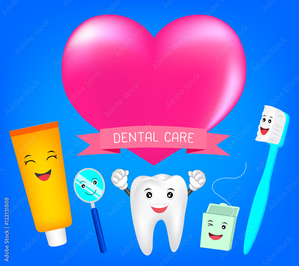 Teeth best friends with heart - tooth past, tooth brush mirror and ...