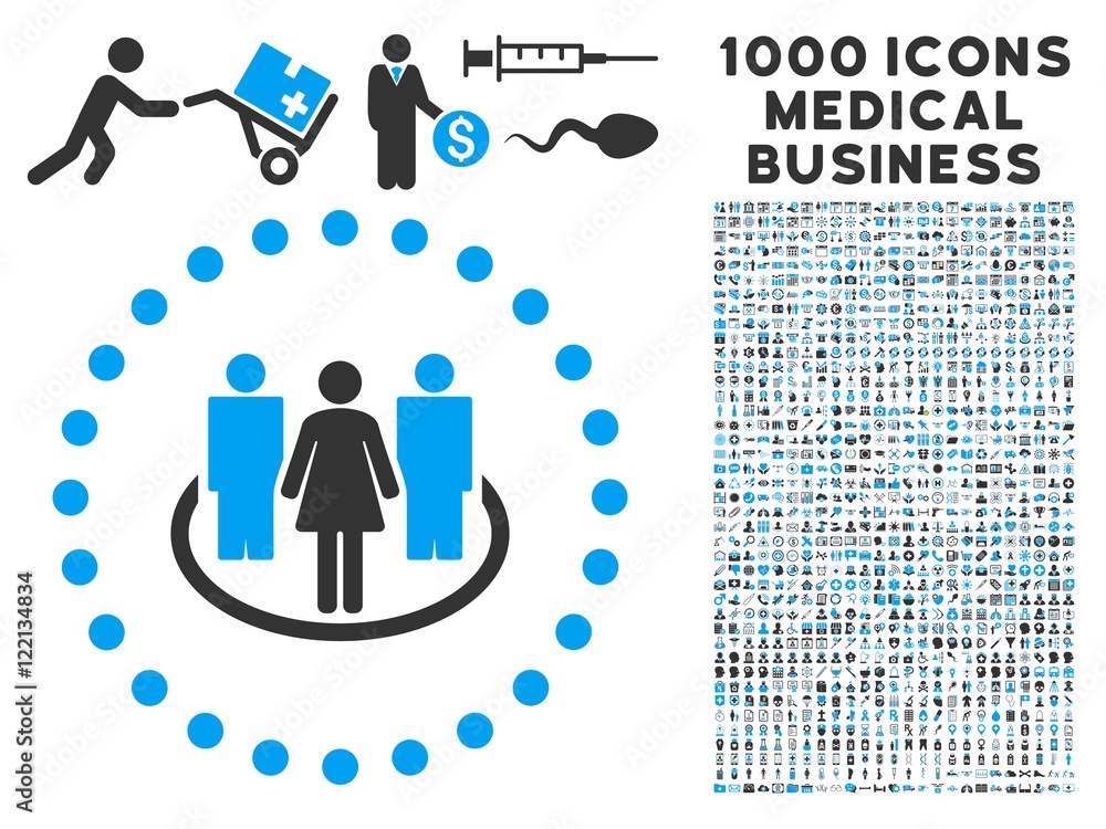 Society icon with 1000 medical business gray and blue vector pictograms ...