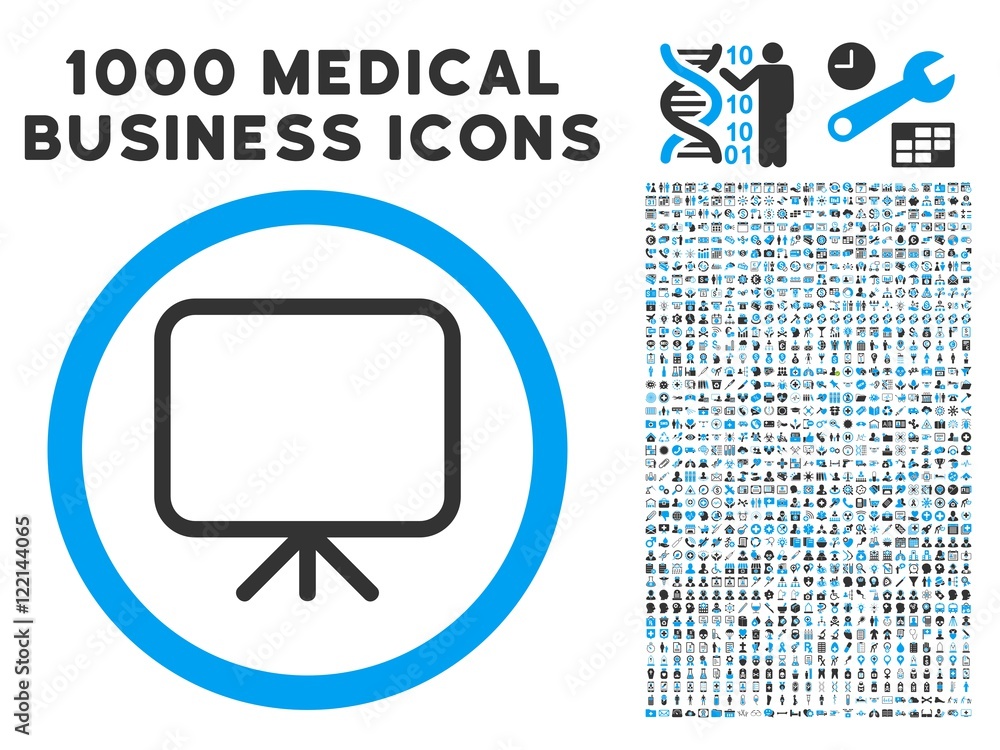 Presentation Screen icon with 1000 medical commercial gray and blue ...