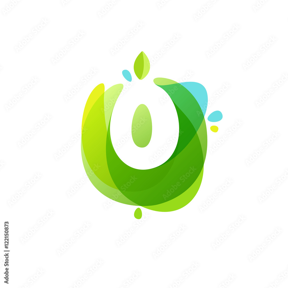 Number zero logo at green watercolor splash background. 0 icon. Stock ...