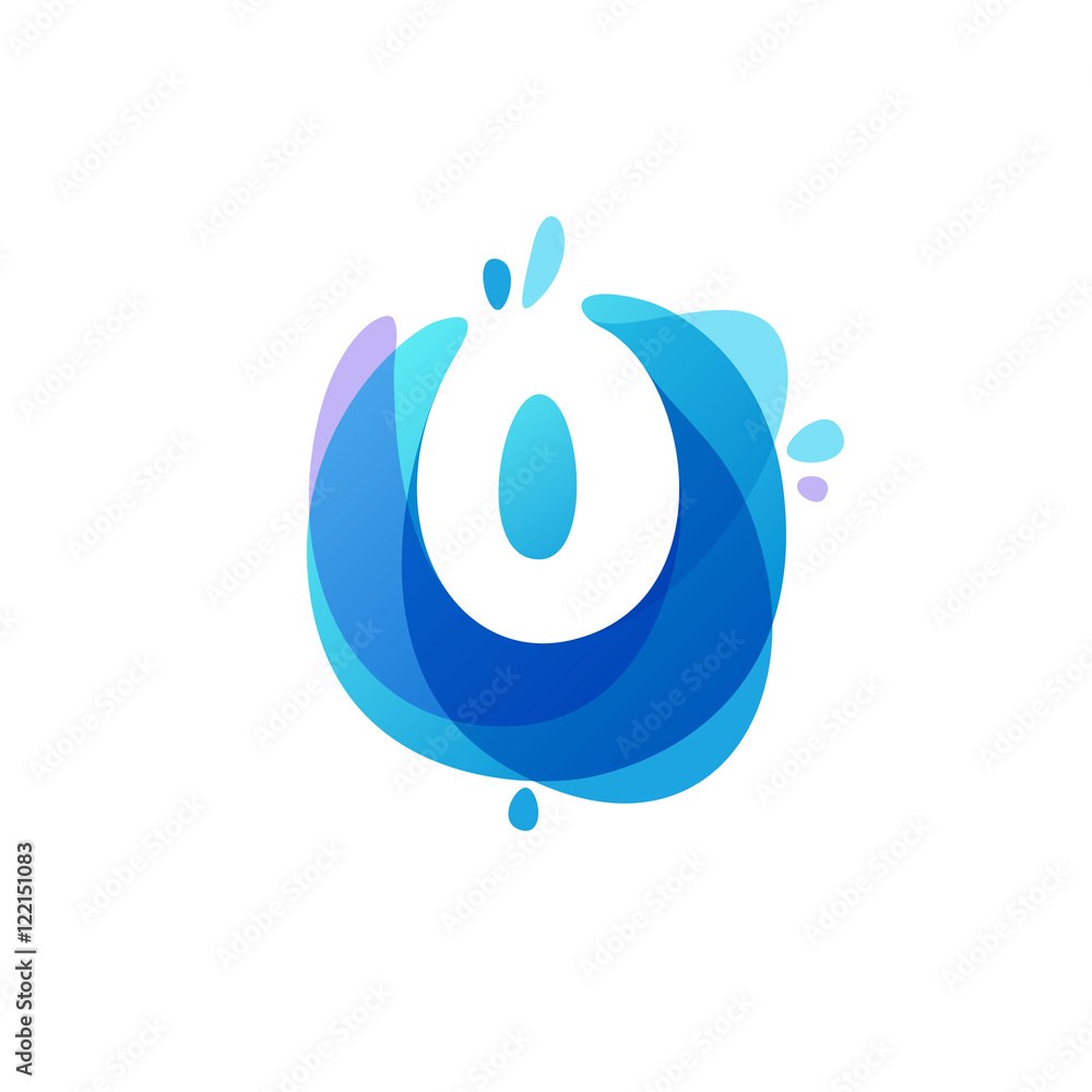 Number zero logo at blue water splash background. 0 icon. Stock Vector ...
