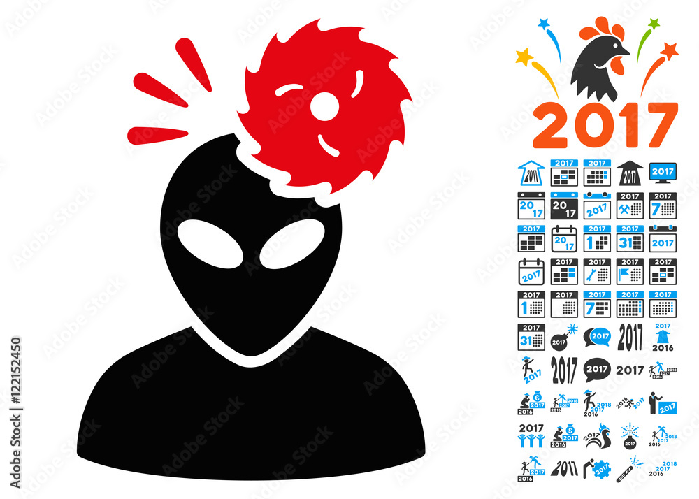 Alien Exploration icon with 2017 year bonus vector pictographs. Clipart ...