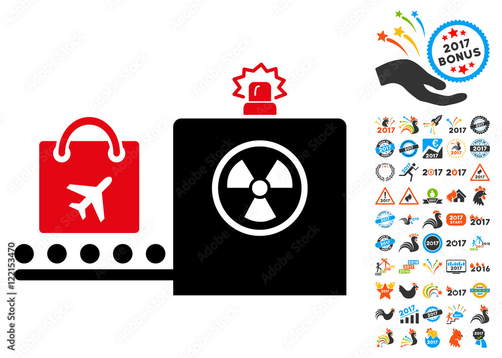 Baggage Screening icon with 2017 year bonus vector pictograms. Design ...