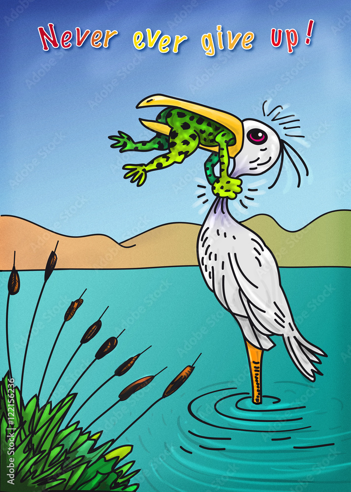 niemals aufgeben, never ever give up, cartoon Stock Illustration ...