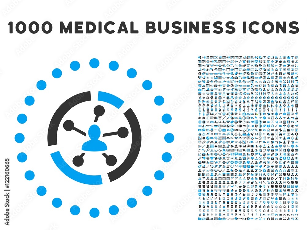 Relations Diagram icon with 1000 medical business gray and blue vector ...