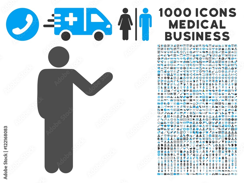 Talking Man icon with 1000 medical commercial gray and blue vector ...