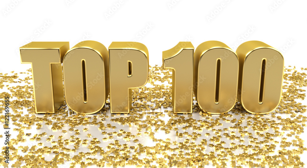 TOP 100 - with stars on white background - High quality 3D Rende Stock ...