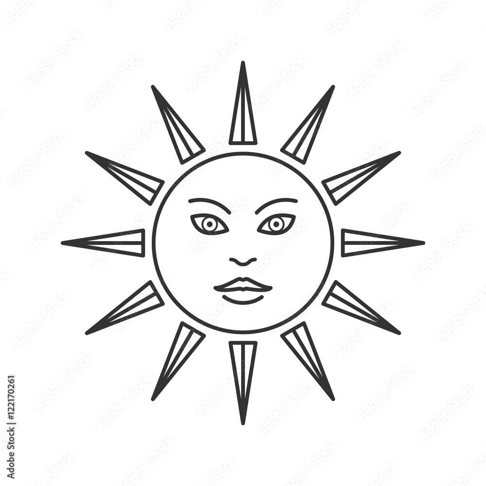 Linear Trendy vector esoteric sun symbol, icon. Alchemy, spirituality ...