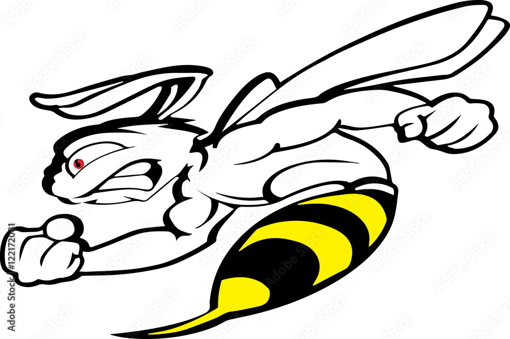 Super Bee Speed Flying delivery. Bee Boxing Mascot for sport teams ...